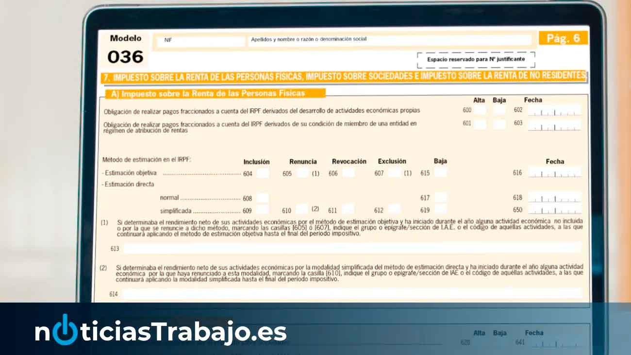 Modelo 036 de Hacienda para el alta de autónomos